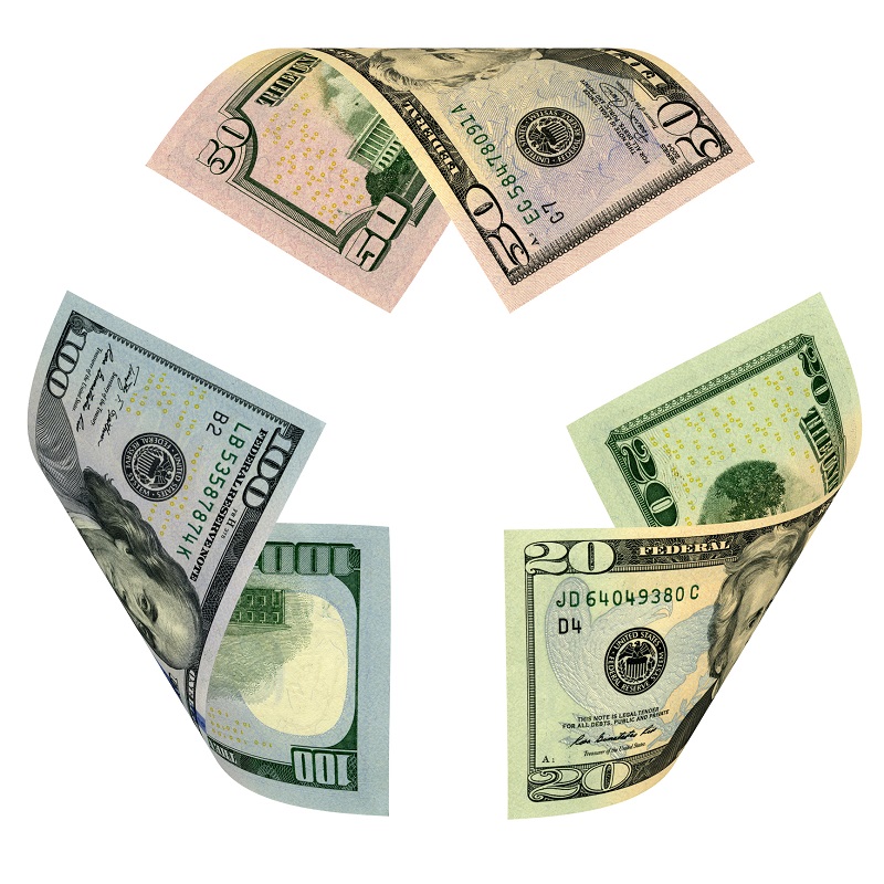 Dollar Bill Recycle Sign - Tellermate USA